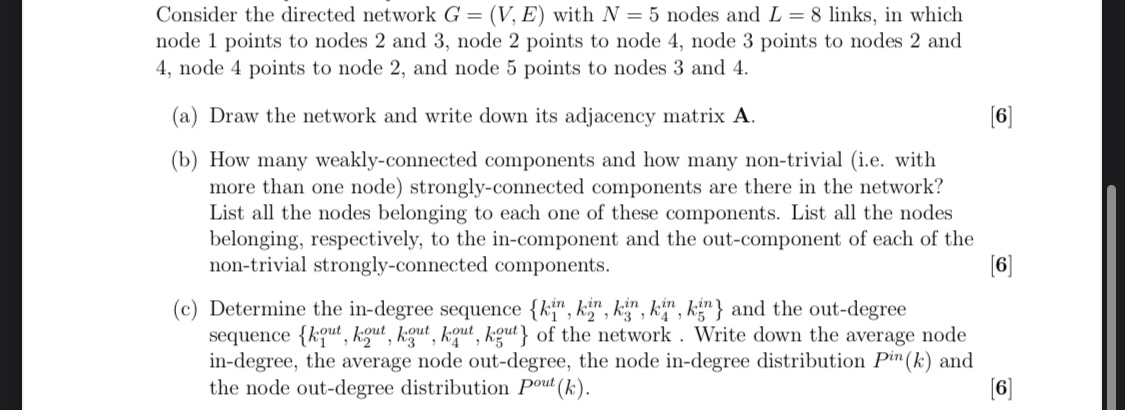 Solved Complex networks q1c pleaseConsider the directed | Chegg.com