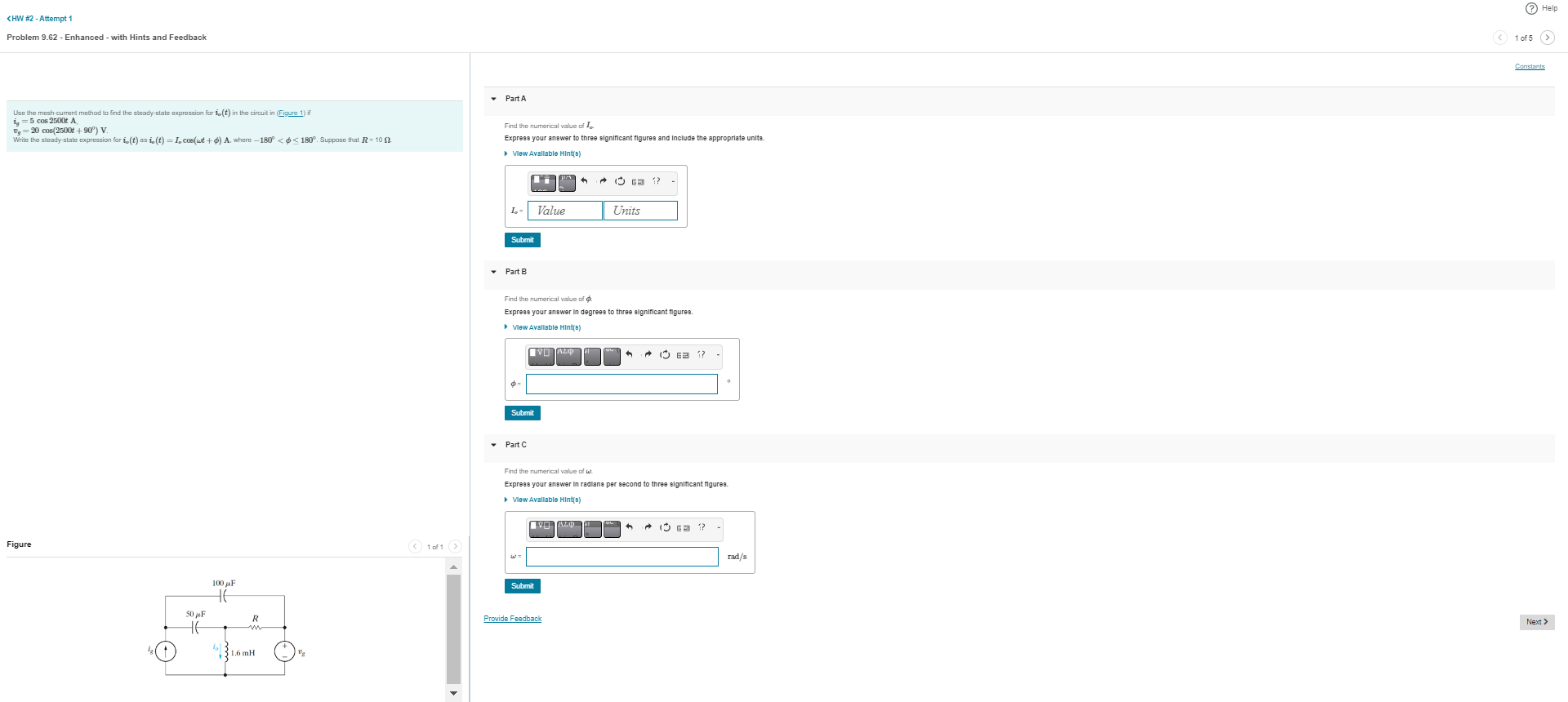 Solved Use the mesh-current method to find the steady-state | Chegg.com
