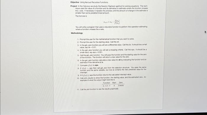 Solved Objective Using Matlab Recursive Functions Project