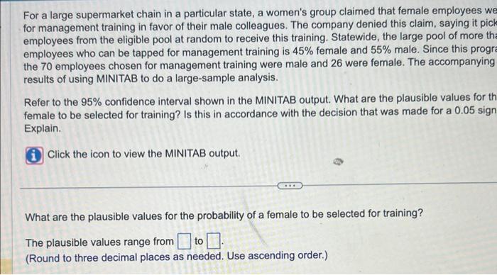 Solved Problem Information and MINITAB OutputFor a large | Chegg.com