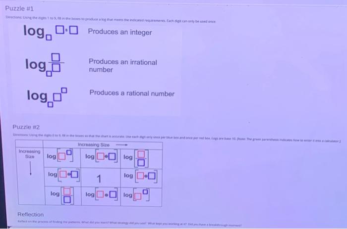 Solved Puzzle \#1 log … Produces an integer log Produces | Chegg.com