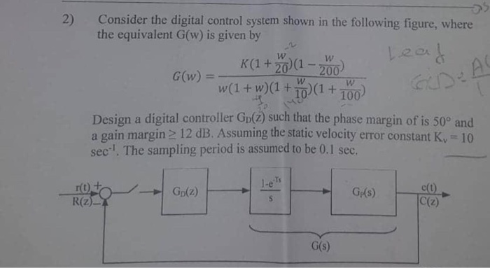 2) K(1 + Consider the digital control system shown in | Chegg.com