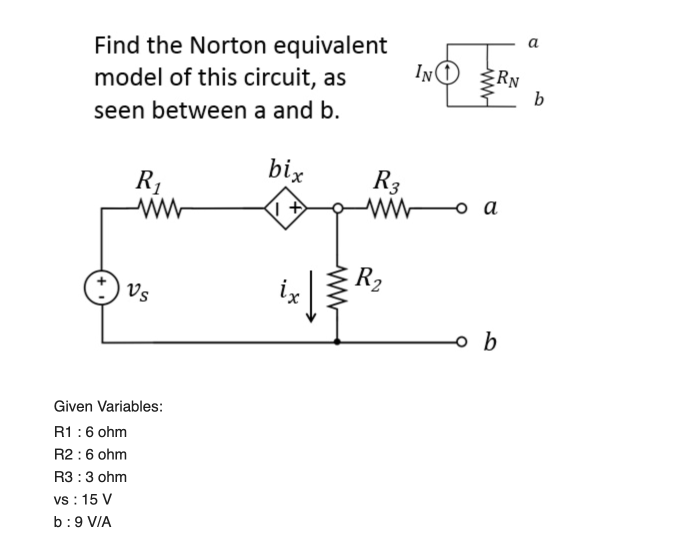 Solved Find the Norton equivalent model of ﻿this circuit, as | Chegg.com