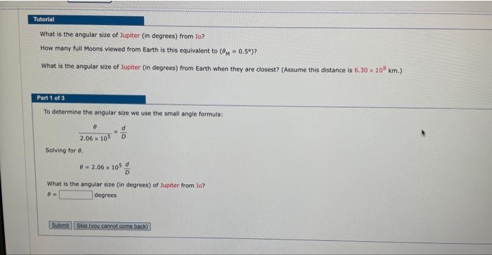 Solved What is the angular size of Jupiter (in degrees) from | Chegg.com