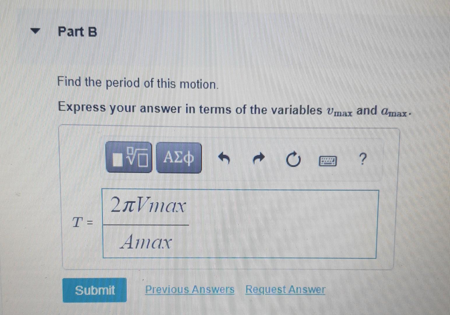Solved An object executing simple harmonic motion has a | Chegg.com