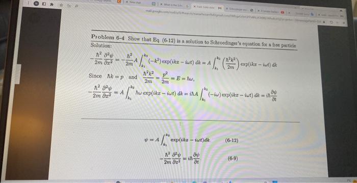 Solved Problem 6-4 Show that Eq (6−12) is a solution to | Chegg.com