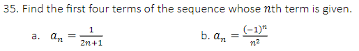 Solved Find the first four terms of the sequence whose nth | Chegg.com