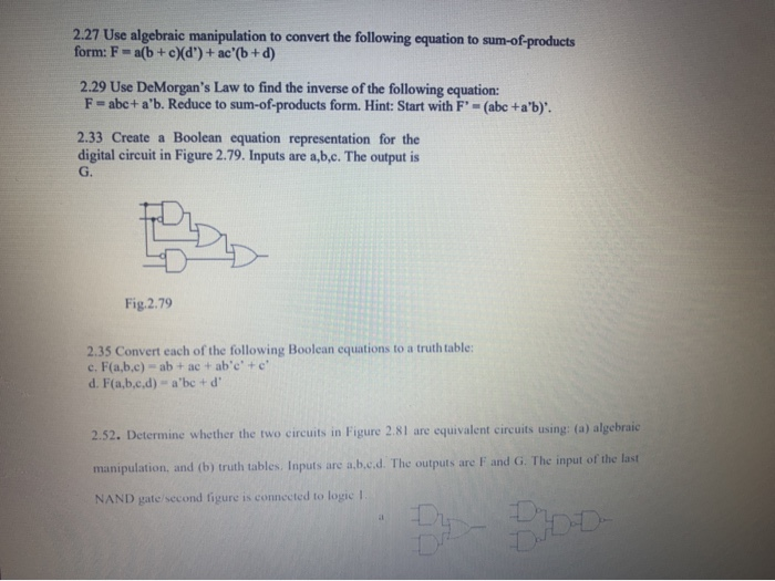 Solved 2.27 Use algebraic manipulation to convert the | Chegg.com