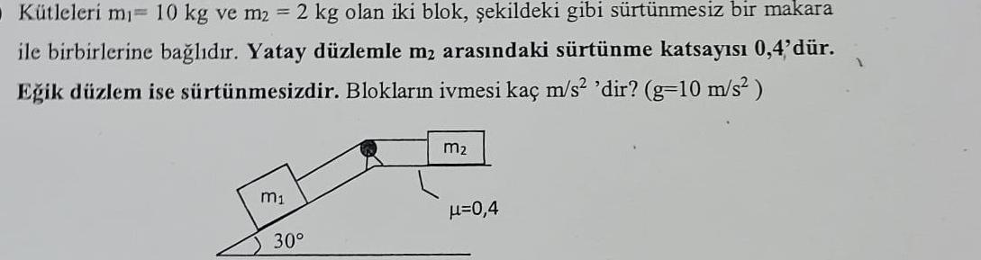 Solved Two blocks with masses m1=10kg and m2=2kg are | Chegg.com