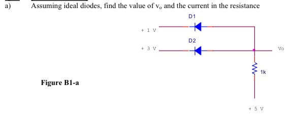 Solved a) Assuming ideal diodes, find the value of v, and | Chegg.com