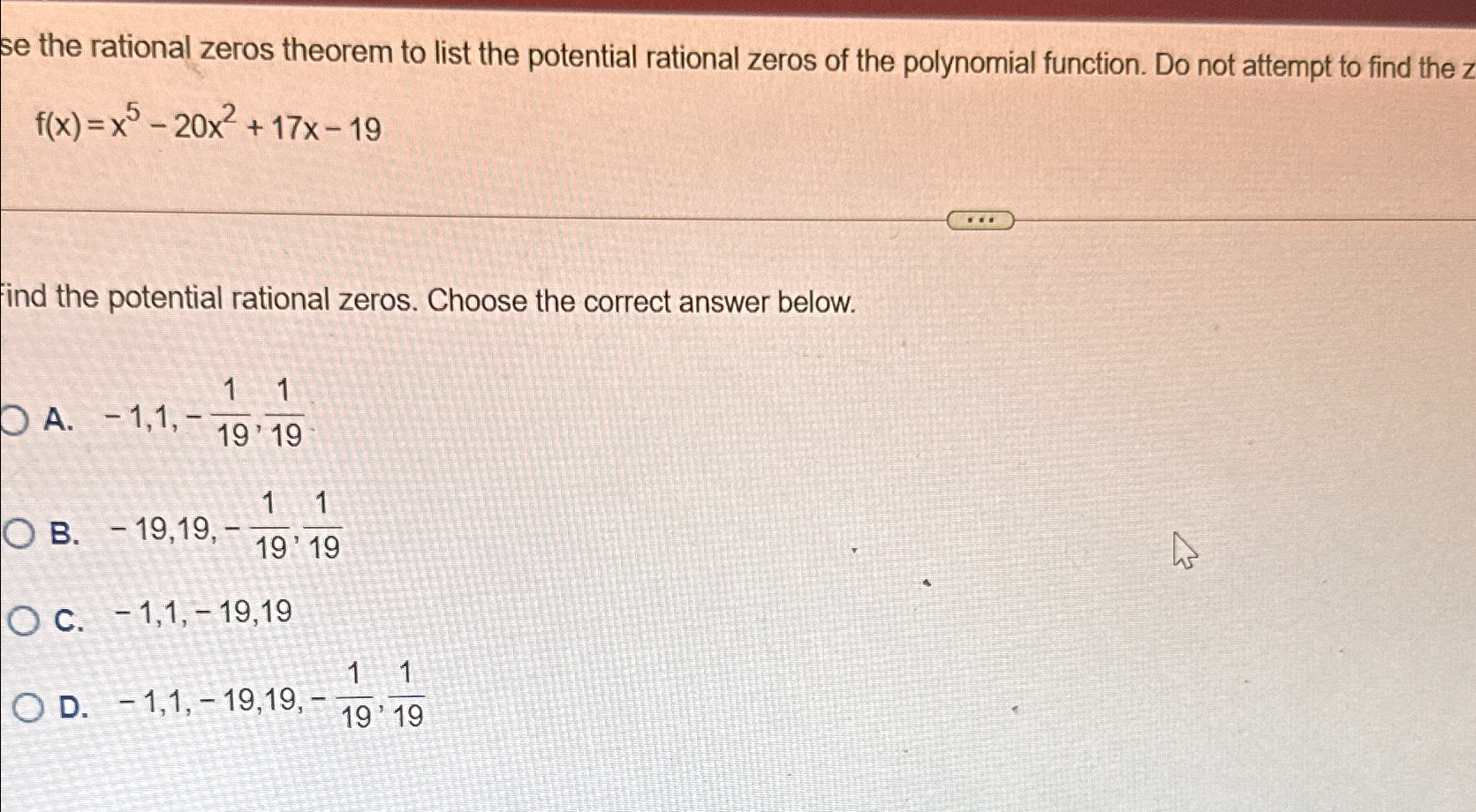 Solved Se The Rational Zeros Theorem To List The Potential