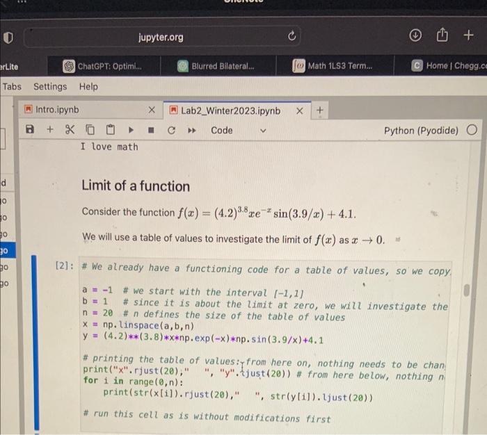 Solved Limit of a function Consider the function | Chegg.com