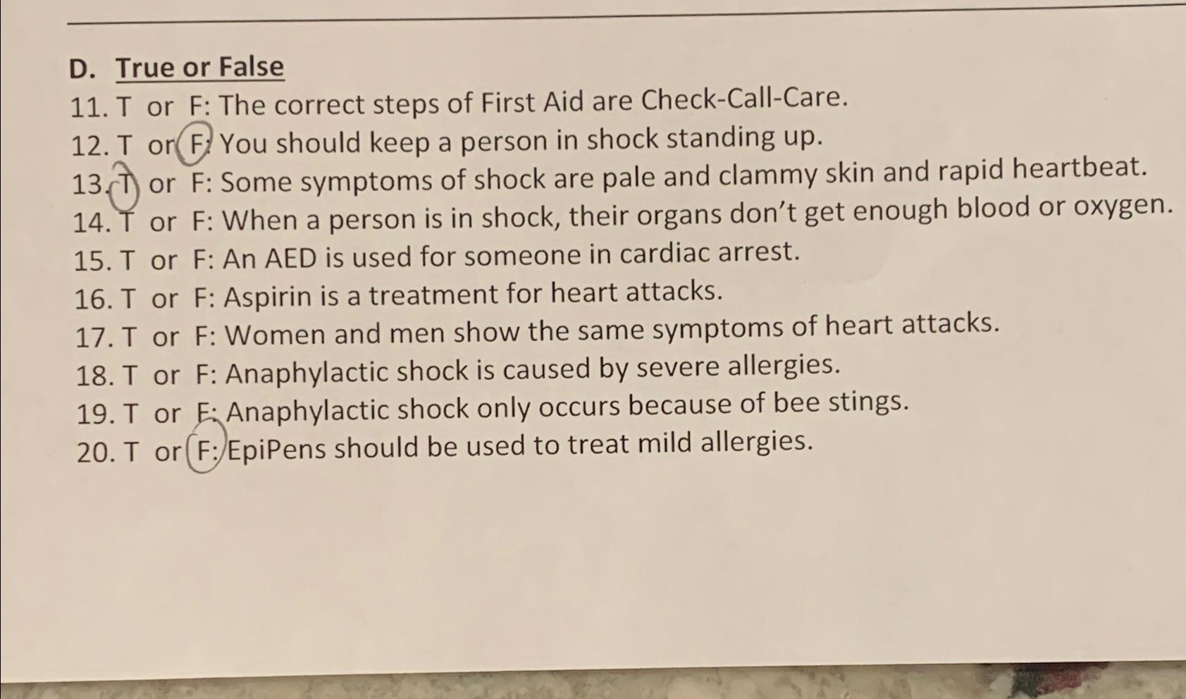 Solved D. ﻿True or False11. T ﻿or F ﻿: The correct steps of | Chegg.com