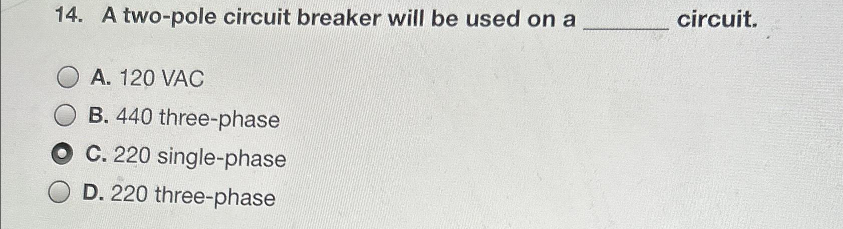Solved A two-pole circuit breaker will be used on a | Chegg.com