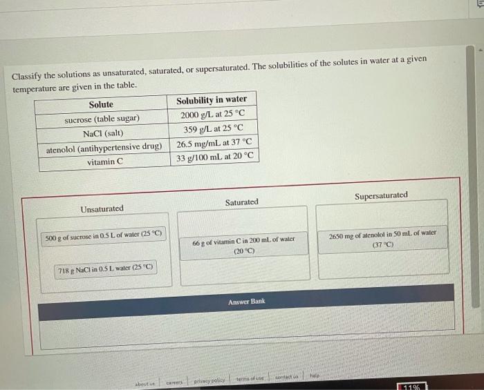 Solved 17 Classify the solutions as unsaturated, saturated, | Chegg.com