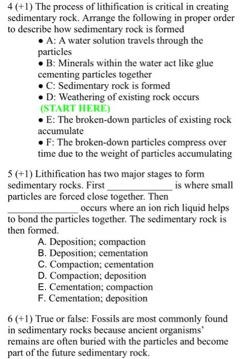 Solved Part 1: Formation of Sedimentary Rocks Sedimentary | Chegg.com