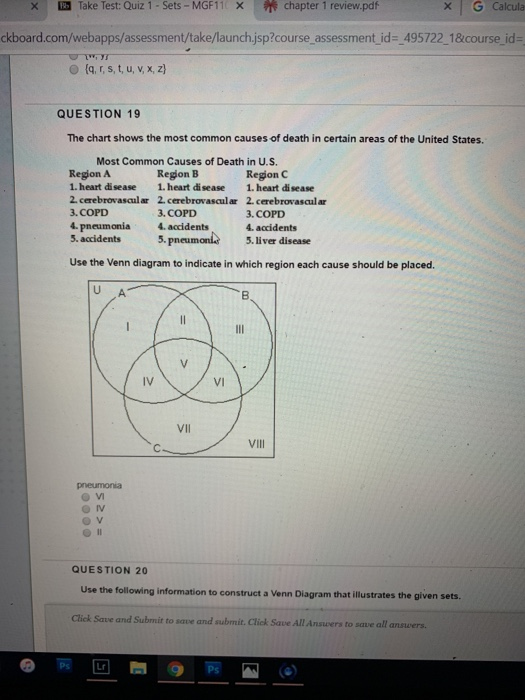Solved Take Test: Quiz 1 - Sets - MGF11 x * chapter 1 | Chegg.com Solved Take Test: Quiz 1 - Sets - MGF11 x * chapter 1 | Chegg.com