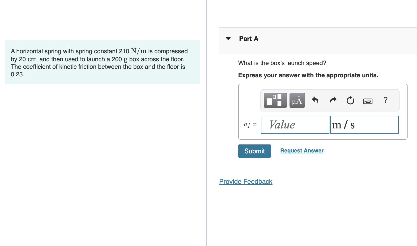 Solved A horizontal spring with spring constant 210Nm ﻿is | Chegg.com