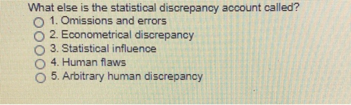 Solved What else is the statistical discrepancy account | Chegg.com