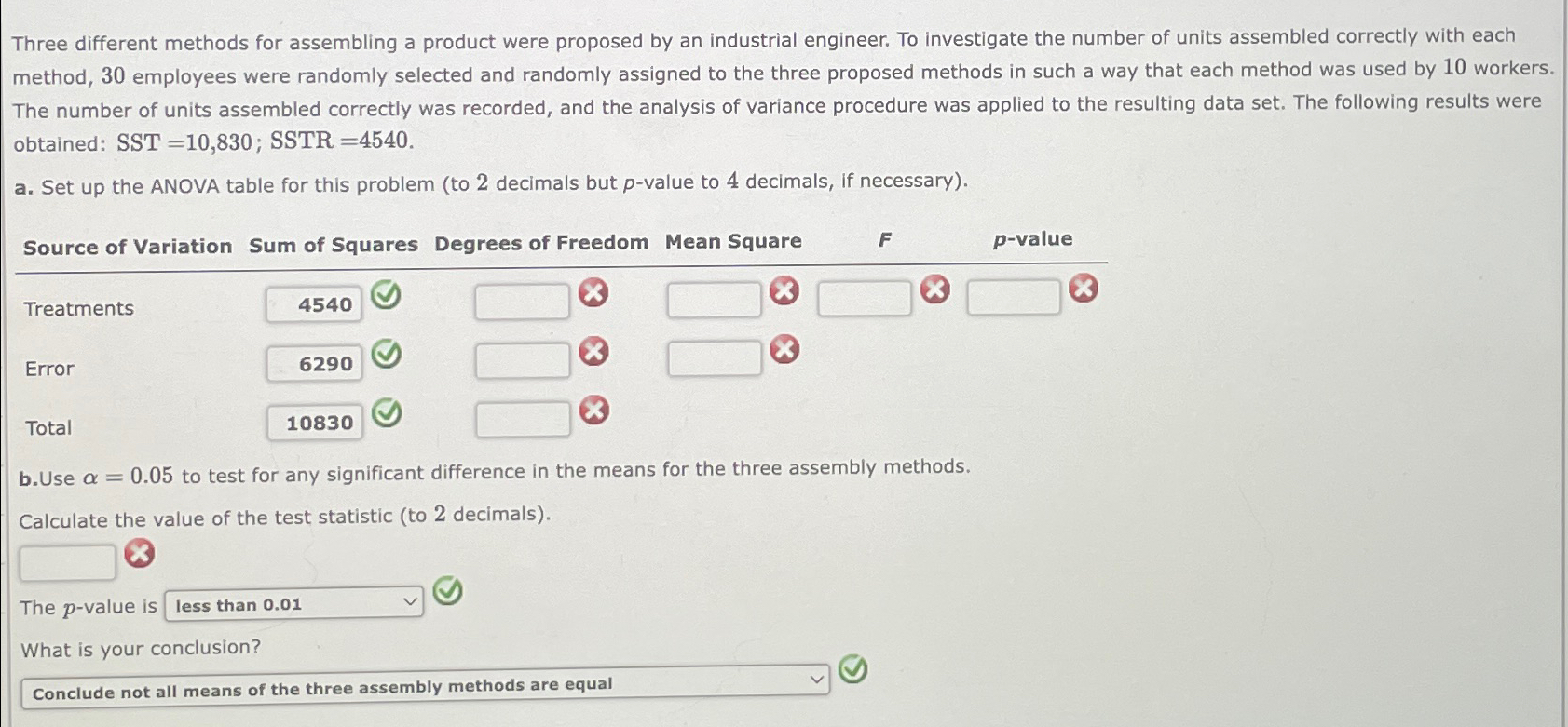 Solved Three different methods for assembling a product were | Chegg.com