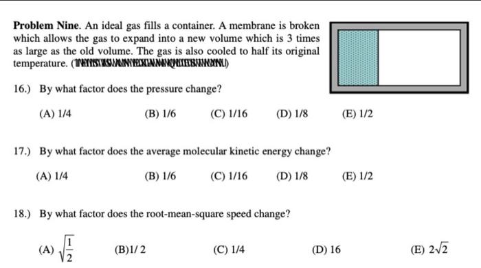 Solved Problem Nine. An ideal gas fills a container. A | Chegg.com