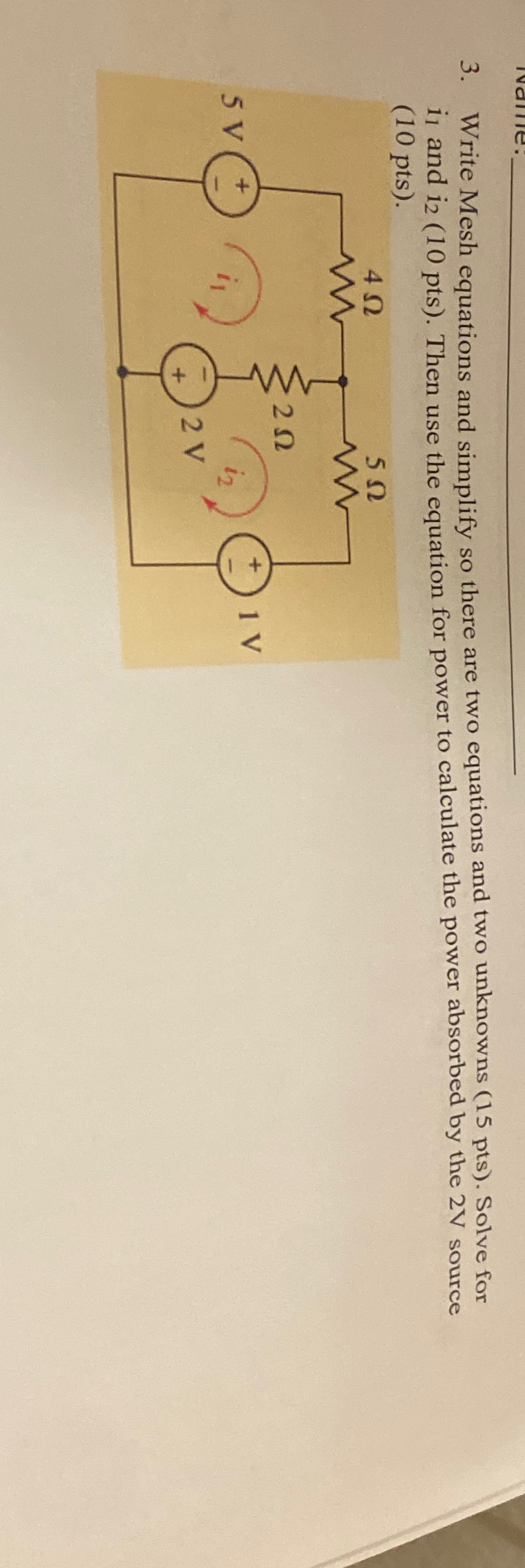 Solved Write Mesh equations and simplify so there are two | Chegg.com