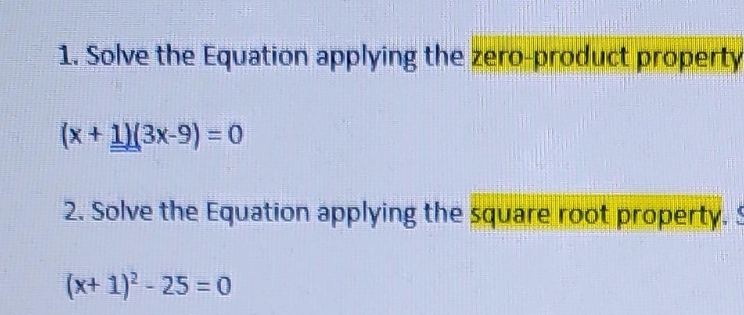 Solved 1. Solve the Equation applying the zero-product | Chegg.com