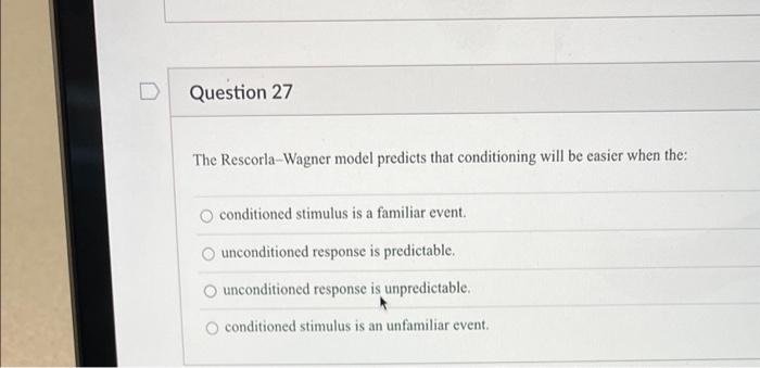 Solved The Rescorla-Wagner model predicts that conditioning | Chegg.com