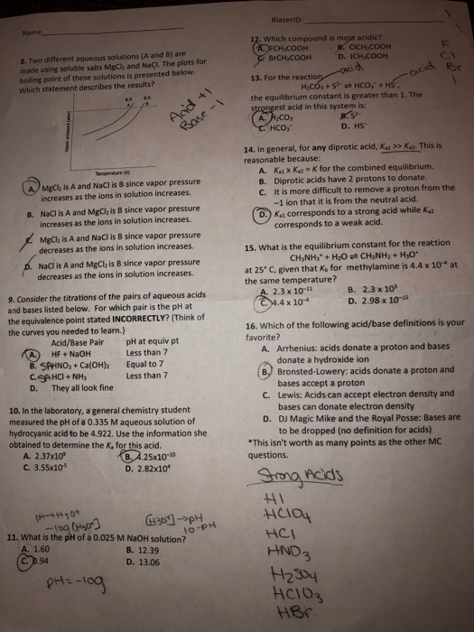 Solved BlazeriD: Name 12. Which compound is most acidic? | Chegg.com