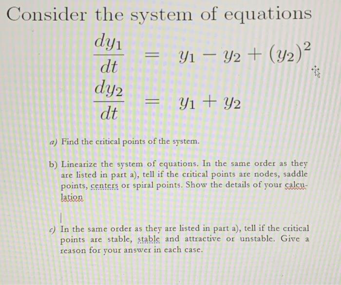 Solved Consider the system of equations | Chegg.com