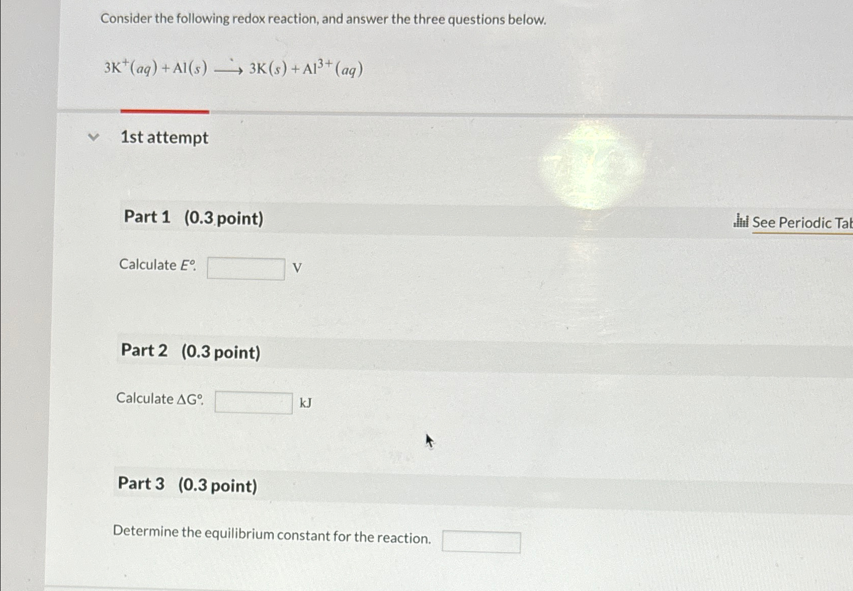 Solved Consider the following redox reaction, and answer the | Chegg.com