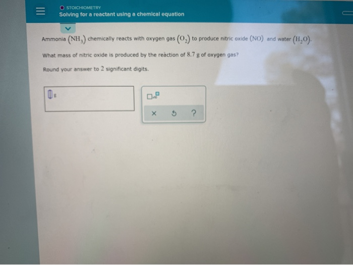 Solved — Ostoichiometry Solving For A Reactant Using A 9933