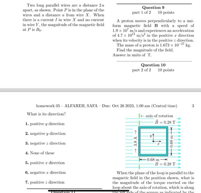 Solved Two long parallel wires are a distance 2a apart, as | Chegg.com