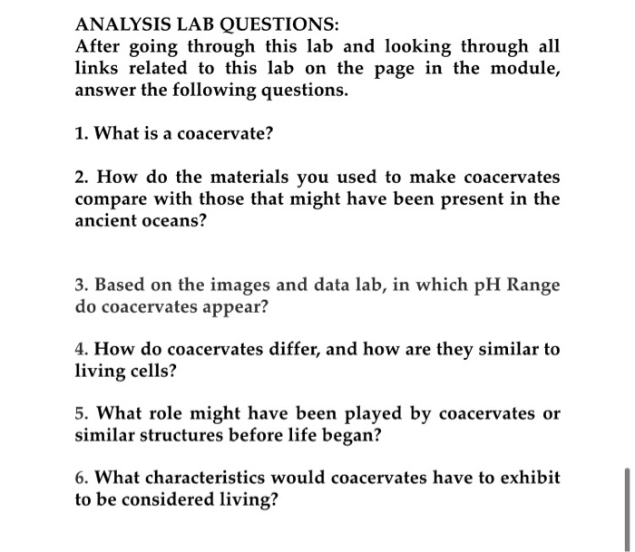 Solved ANALYSIS LAB QUESTIONS: After going through this lab | Chegg.com