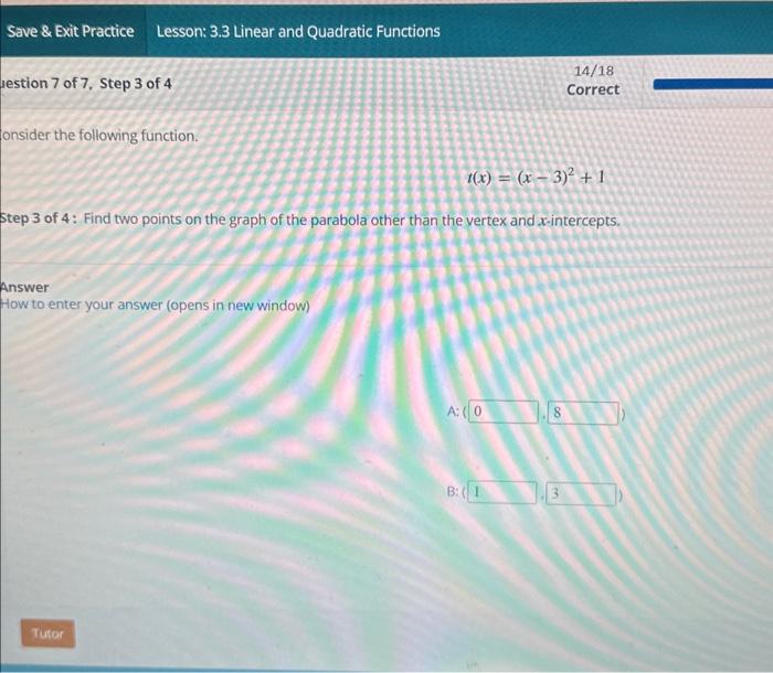 Solved onsider the following function. t(x)=(x−3)2+1 Step 3 | Chegg.com