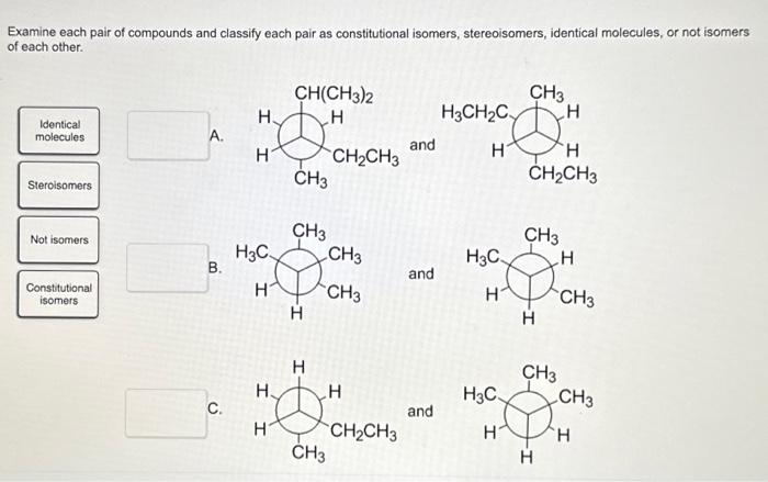 Solved Examine each pair of compounds and classify each pair | Chegg.com