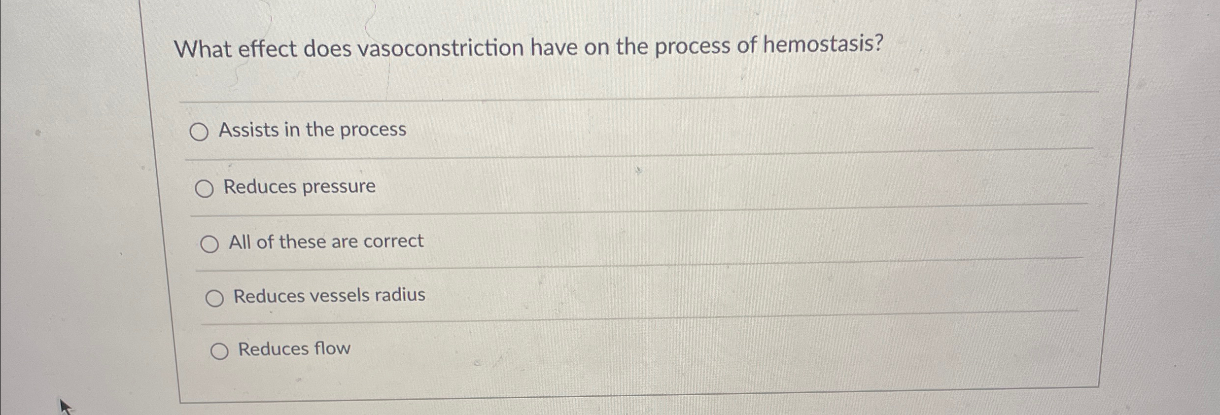 Solved What effect does vasoconstriction have on the process | Chegg.com
