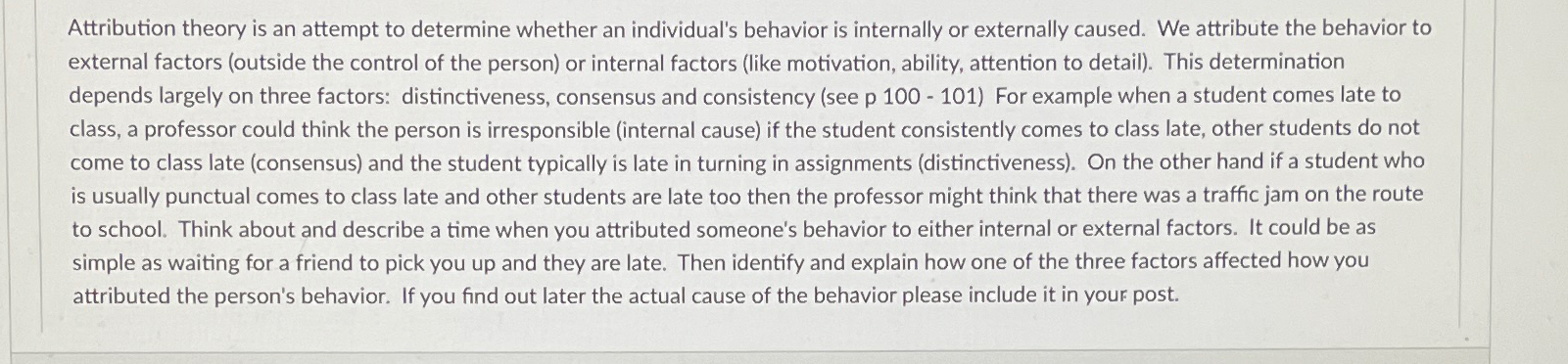 Solved Attribution theory is an attempt to determine whether | Chegg.com