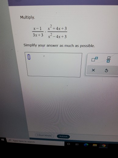 Solved Multiply. x-1 3x +3 7² +4+3 4x+3 Simplify your answer | Chegg.com
