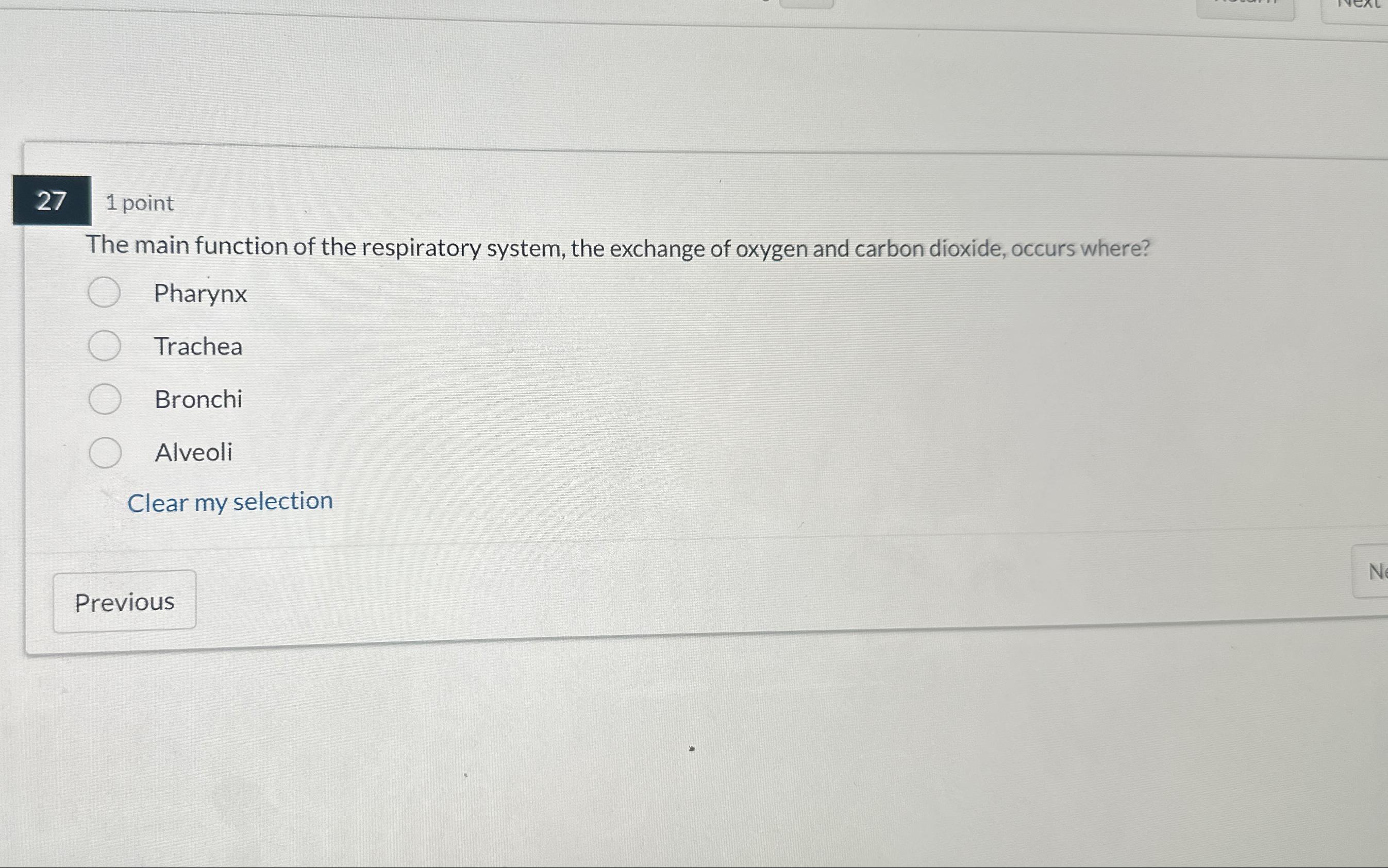 Solved 271 ﻿pointThe main function of the respiratory | Chegg.com
