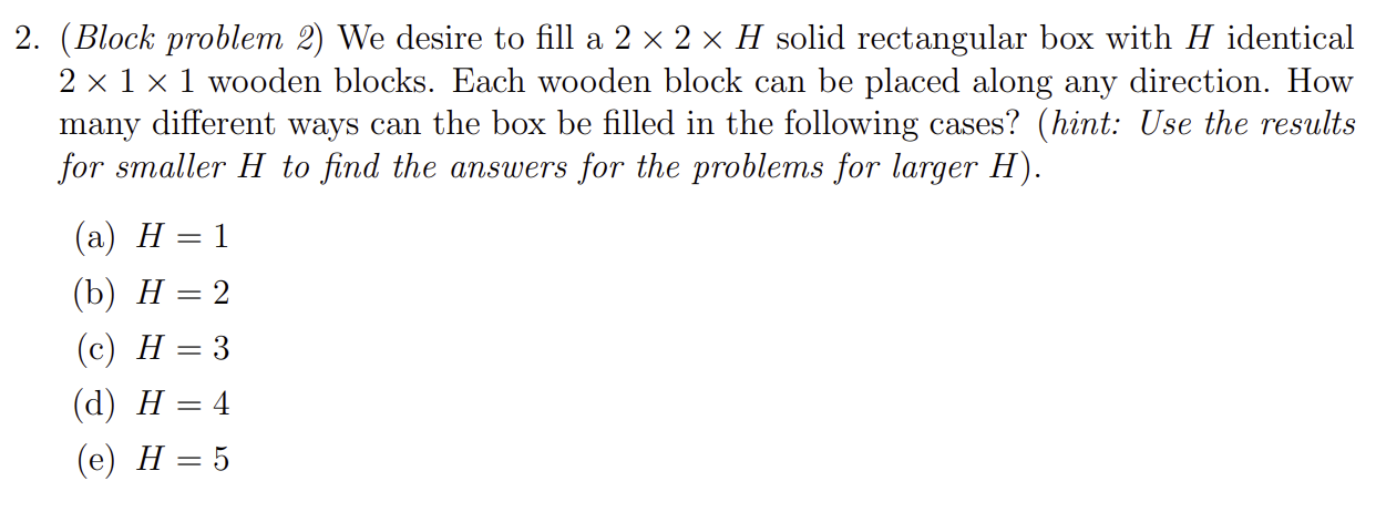 Solved (Block problem 1) ﻿How many different subcuboids are | Chegg.com