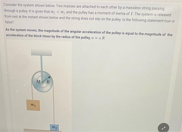Solved Consider the system shown below. Two masses are | Chegg.com