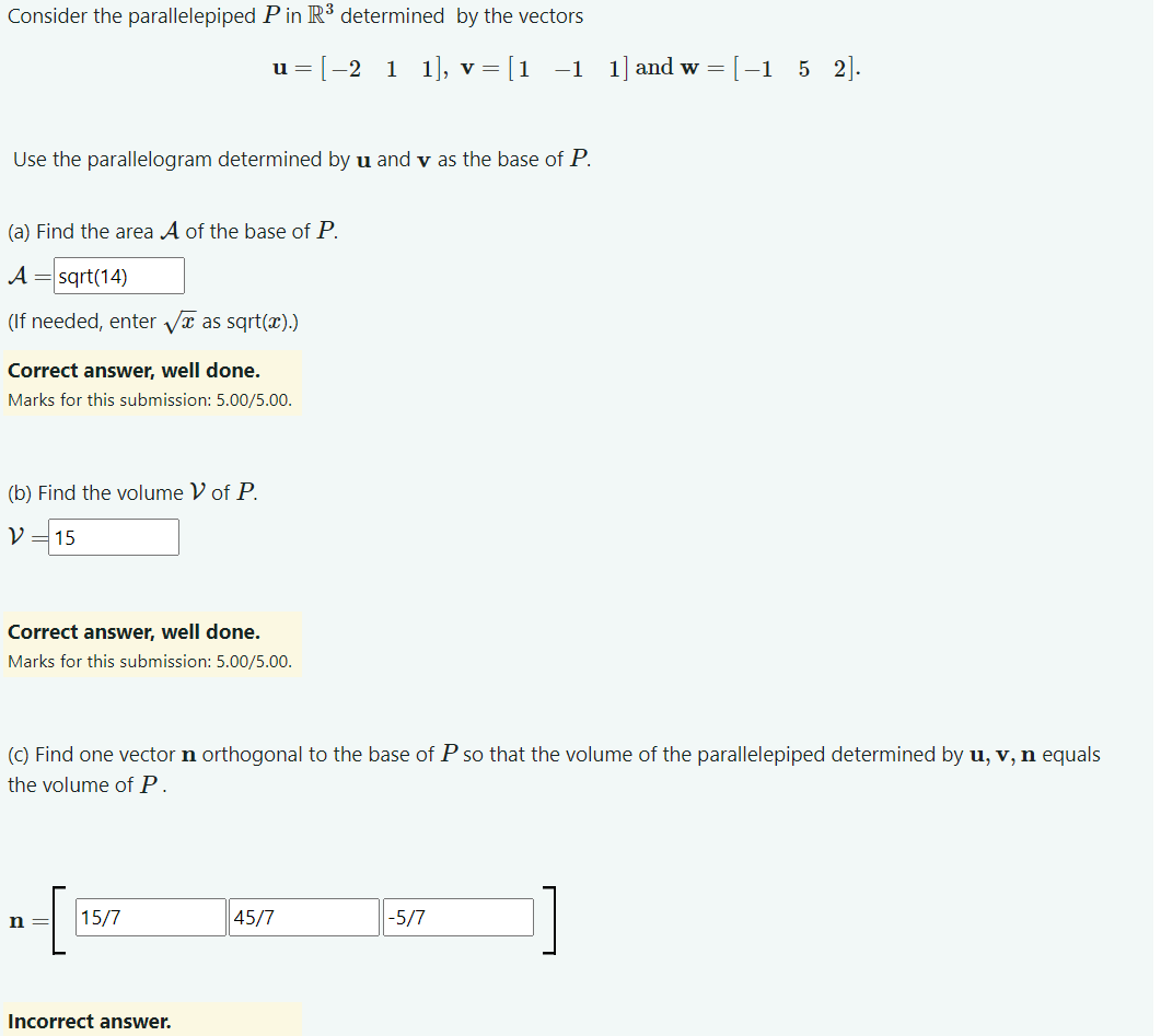 Solved Consider the parallelepiped P ﻿in R3 ﻿determined by | Chegg.com