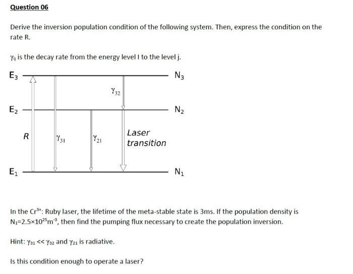 Solved Derive the inversion population condition of the | Chegg.com