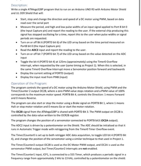 Solved Description: Write a single ATMega328P program that | Chegg.com