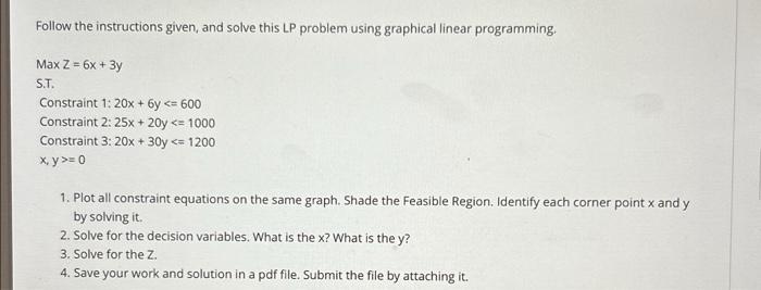 Solved Follow the instructions given, and solve this LP | Chegg.com