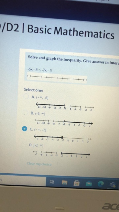 Solved /D2 | Basic Mathematics Solve and graph the | Chegg.com