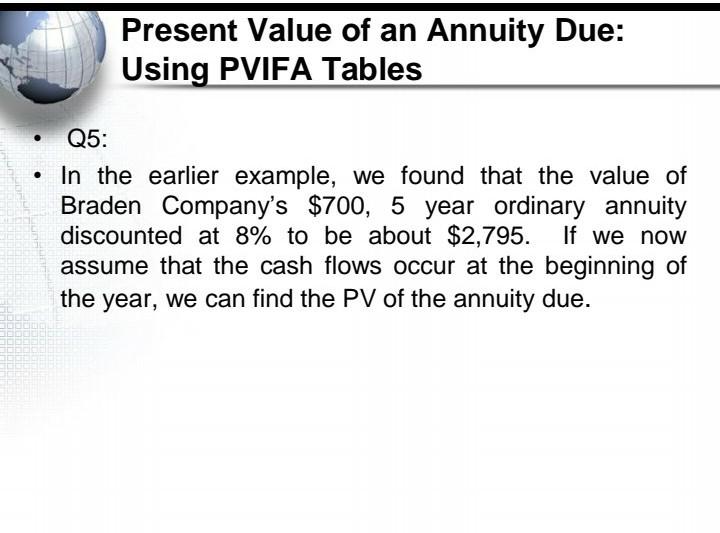 Solved Present Value of an Annuity Due: Using PVIFA Tables . | Chegg.com