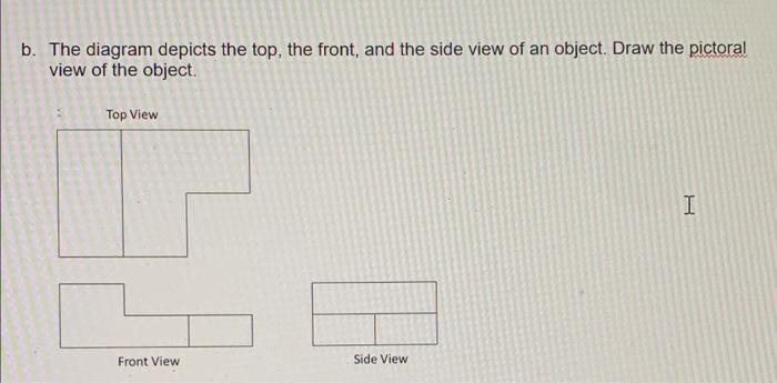 Solved b. The diagram depicts the top, the front, and the | Chegg.com