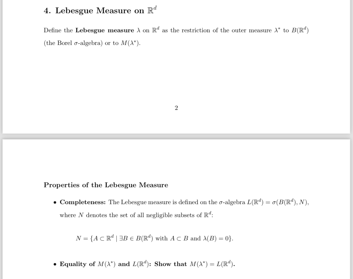 Solved Lebesgue Measure on RdDefine the Lebesgue measure λ | Chegg.com